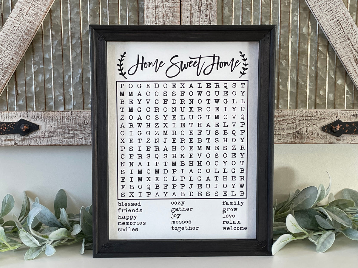 Home Sweet Home Word Search Wall Decor – Unique And Chic Decor